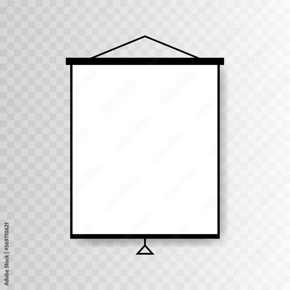 Empty projection screen, presentation board isolated on transparent ...