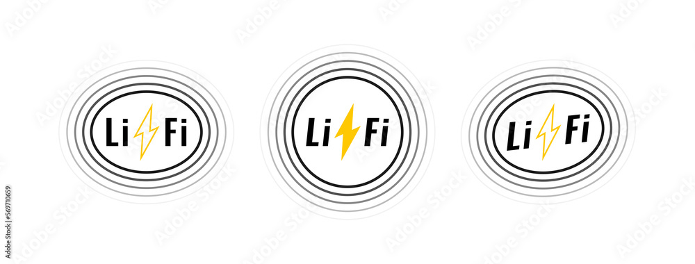 Li-fi wireless logo set with waves. Light Fidelity. Visible light ...