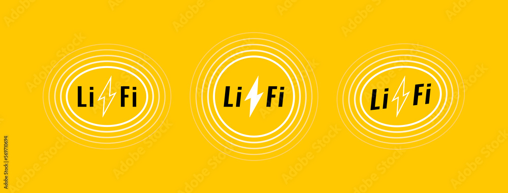 Li-fi wireless logo set with waves. Light Fidelity. Visible light ...