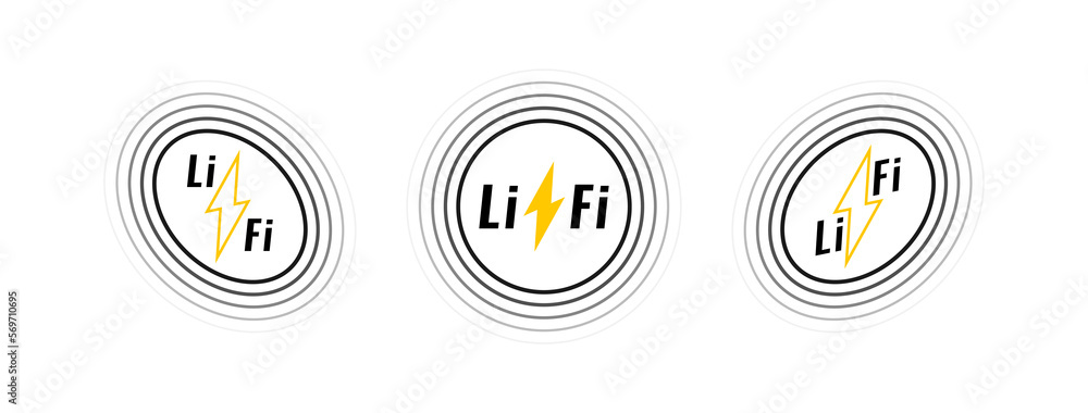 Li-fi wireless logo set with waves. Light Fidelity. Visible light ...
