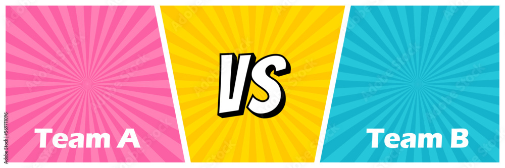 Versus battle background in retro comic style. Team A VS Team B battle ...