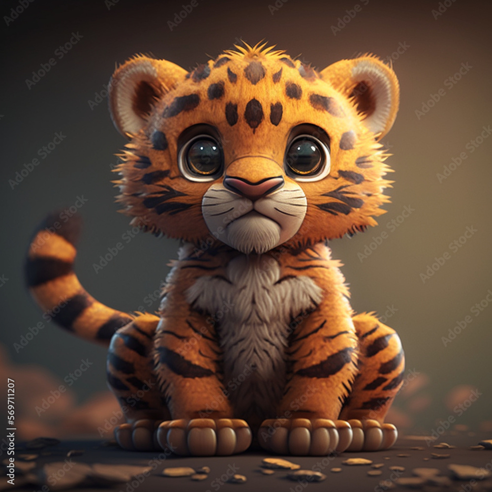 Cute cartoon character tiger. Cartoon tiger. Tiger. Cartoon tiger on a ...