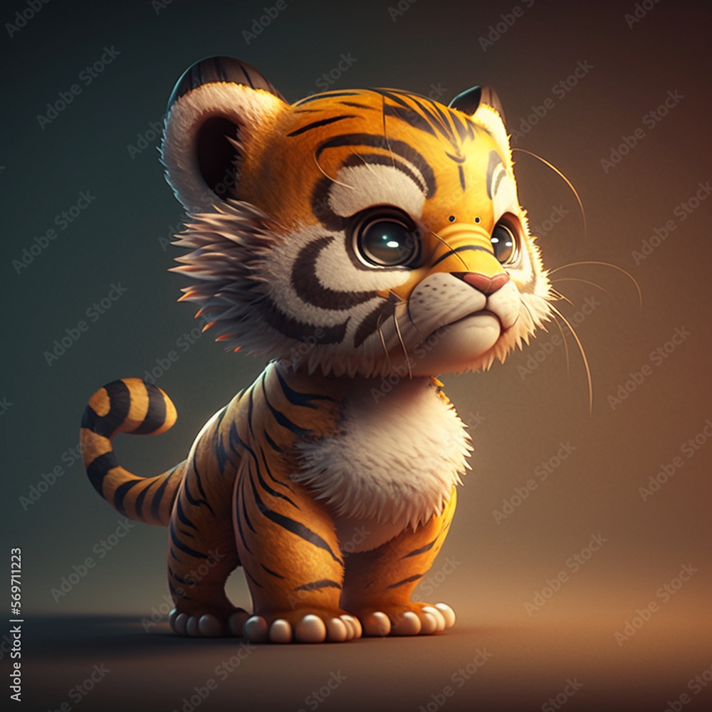 Cute cartoon character tiger. Cartoon tiger. Tiger. Cartoon tiger on a ...