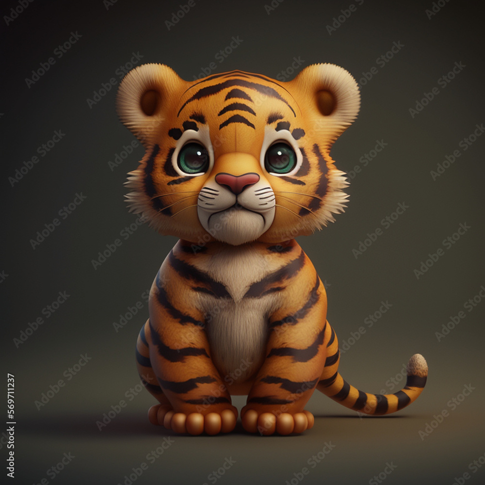 Cute cartoon character tiger. Cartoon tiger. Tiger. Cartoon tiger on a ...