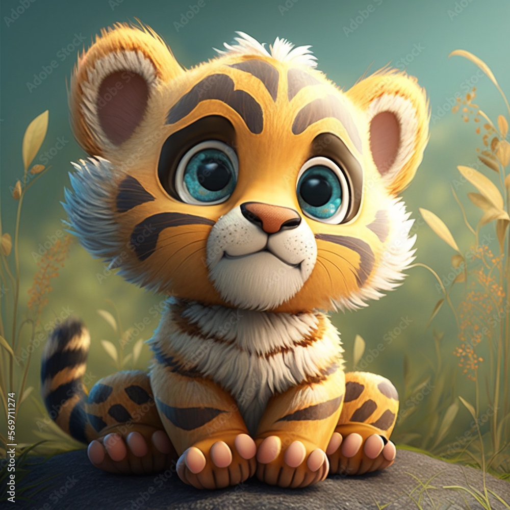 Cute cartoon character tiger. Cartoon tiger. Tiger. Cartoon tiger on a ...