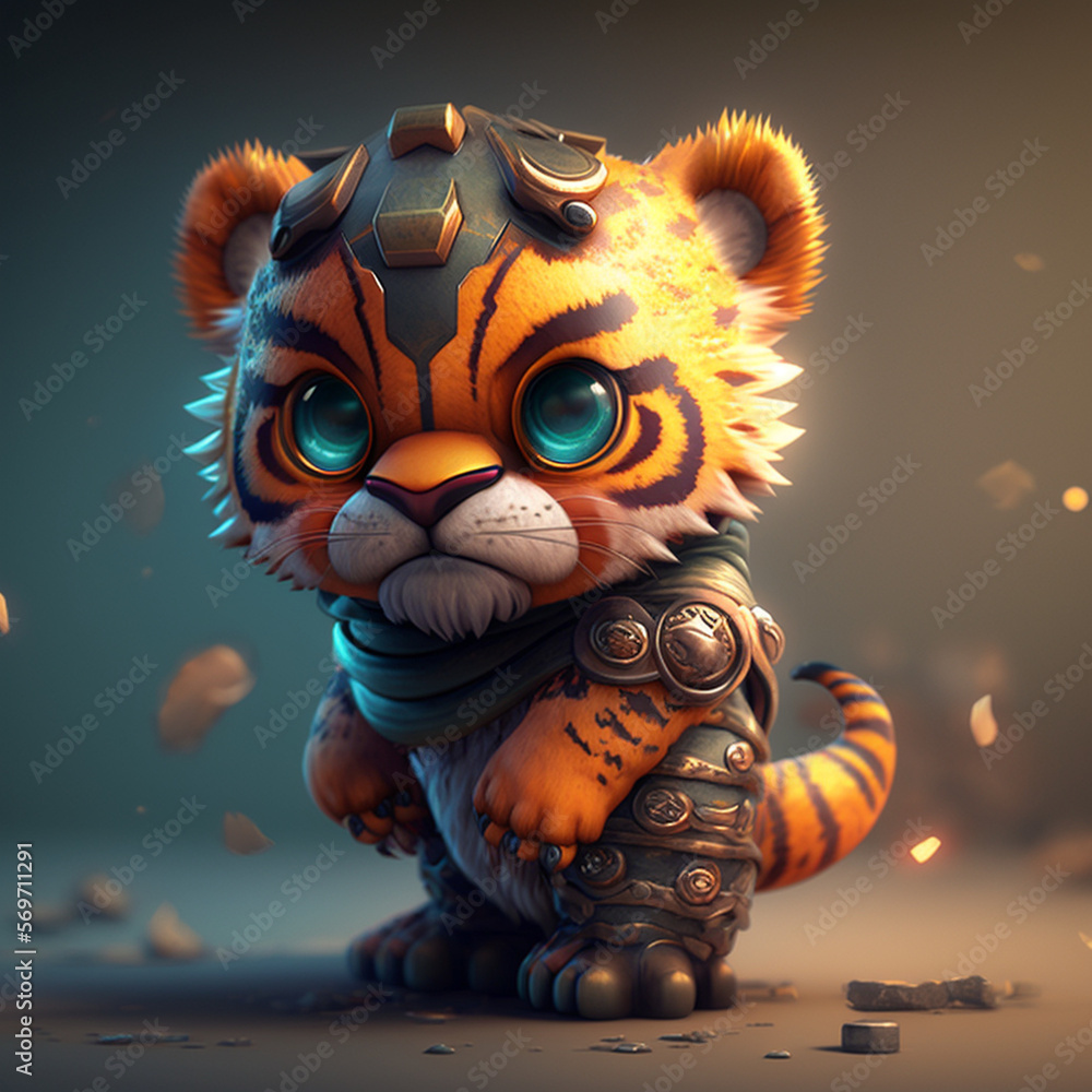 Cute cartoon character tiger. Cartoon tiger. Tiger. Cartoon tiger on a ...