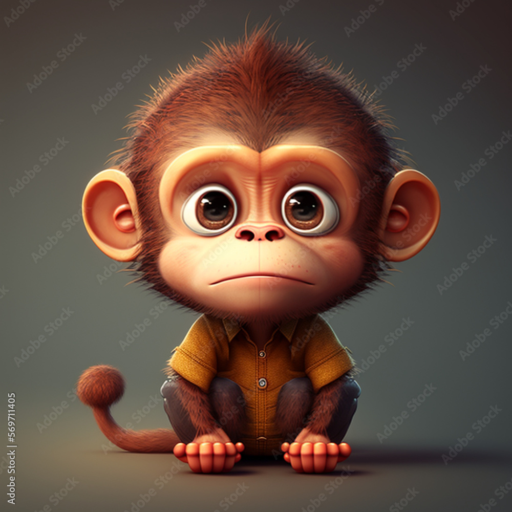 Cute cartoon monkey character. Cartoon monkey. Monkey. Cartoon monkey ...