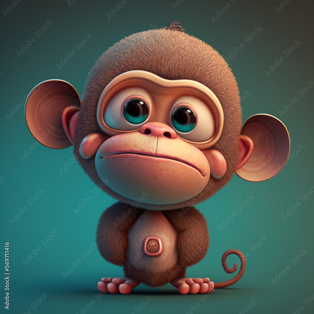 Cute cartoon monkey character. Cartoon monkey. Monkey. Cartoon monkey ...