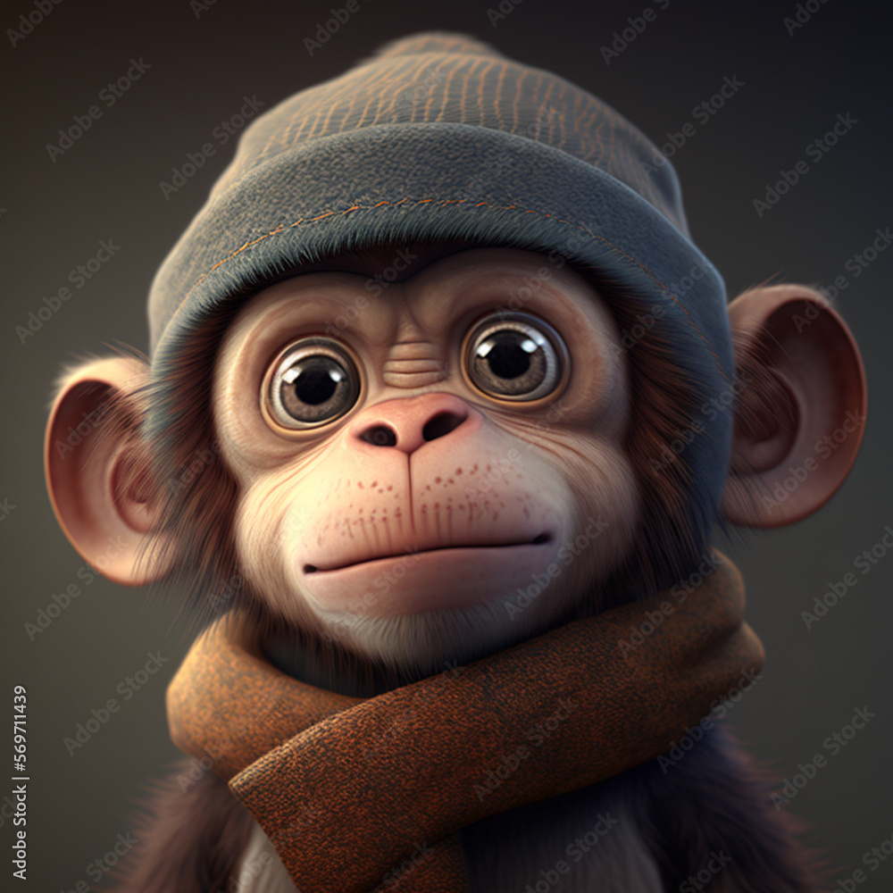 Cute cartoon monkey character. Cartoon monkey. Monkey. Cartoon monkey ...