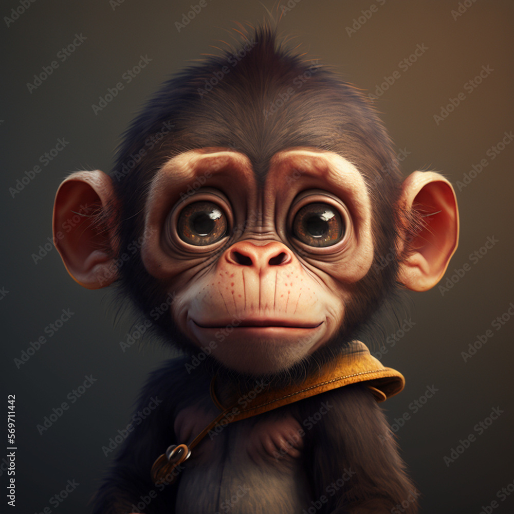 Cute cartoon monkey character. Cartoon monkey. Monkey. Cartoon monkey ...