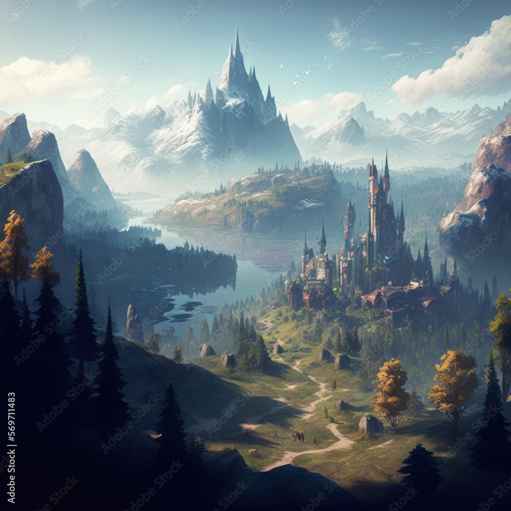 RPG Game World Map Stock Illustration | Adobe Stock