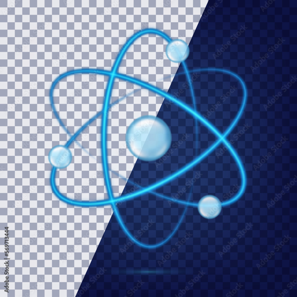 Atom orbit icon. Quantum physics. Blue color logo isolated on ...