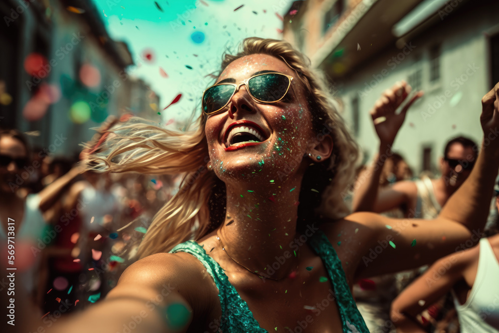 Carnival Parade: A Young Woman Smiling in the Streets of Brazil ...