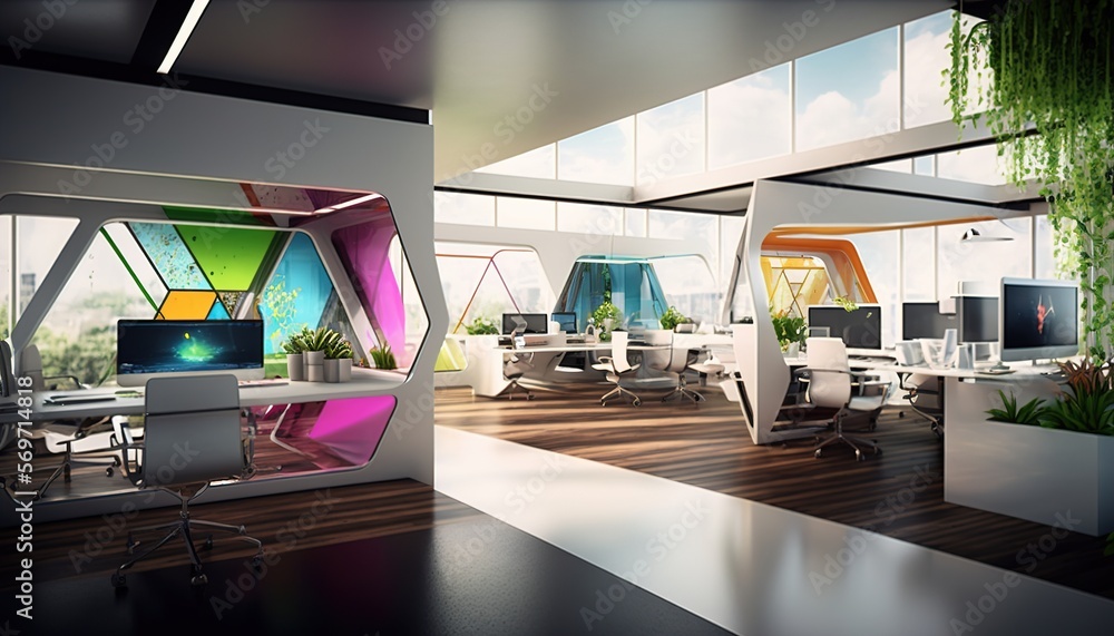Modern Futuristic Open Creative Office Room Collaborative Space modern-futuristic-open-creative-office-room-collaborative-space