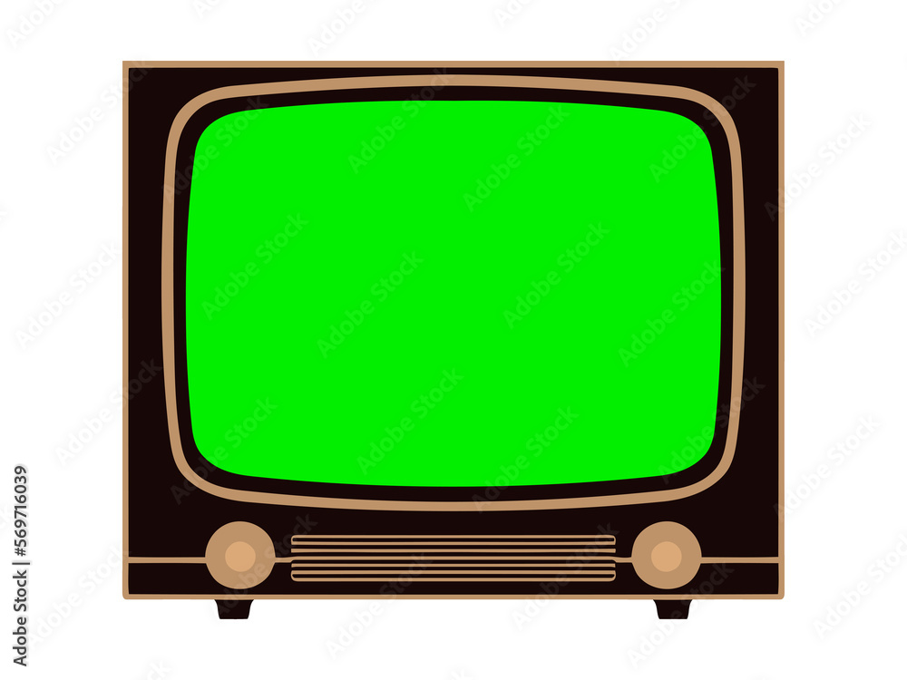 Isolated cute drawing illustration of an old retro vintage tv set ...