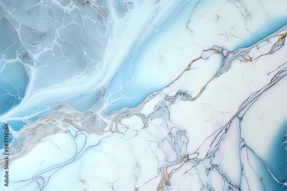 The color scheme is white and a pale blue. Carrara marble slab ...