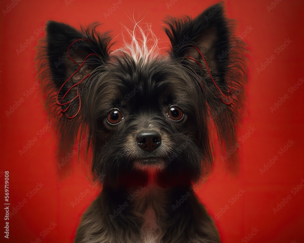 Dog with a shaggy hairstyle, created with Generative AI technology. Pet ...