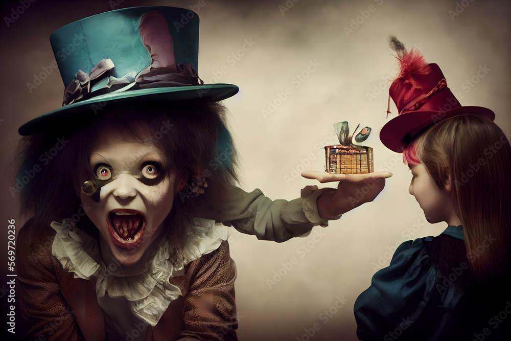 The hatter from Alice in wonderland as a child, gothic and weird, very ...