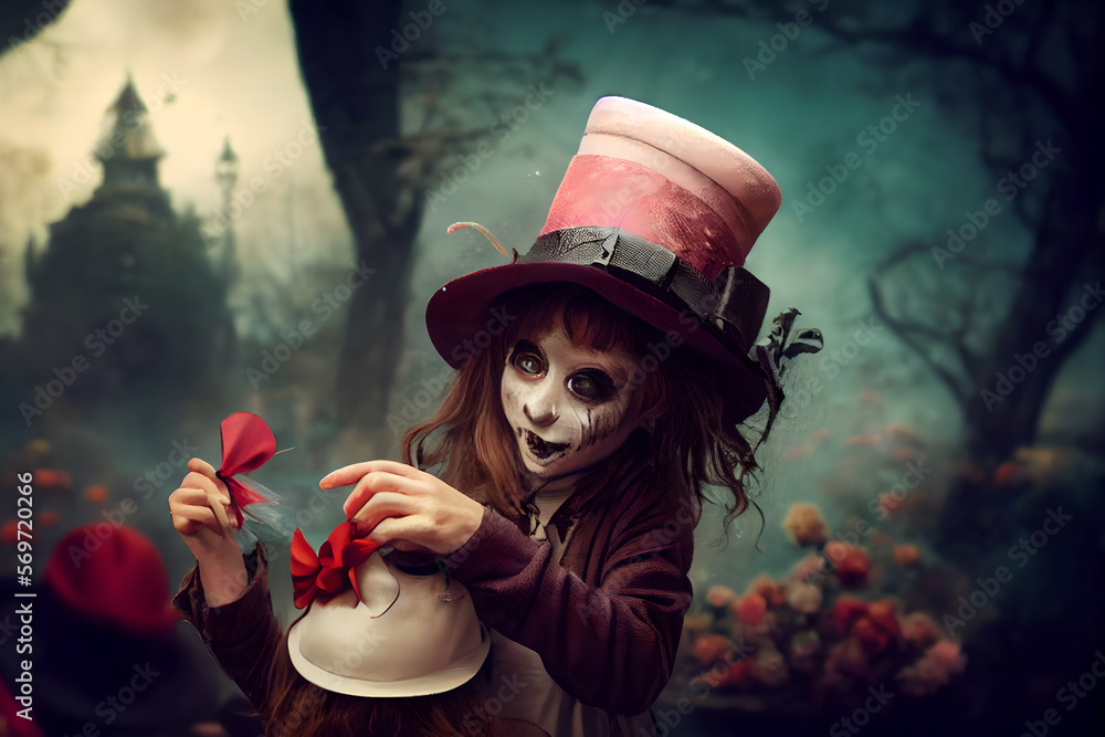 The hatter from Alice in wonderland as a child, gothic and weird, very ...