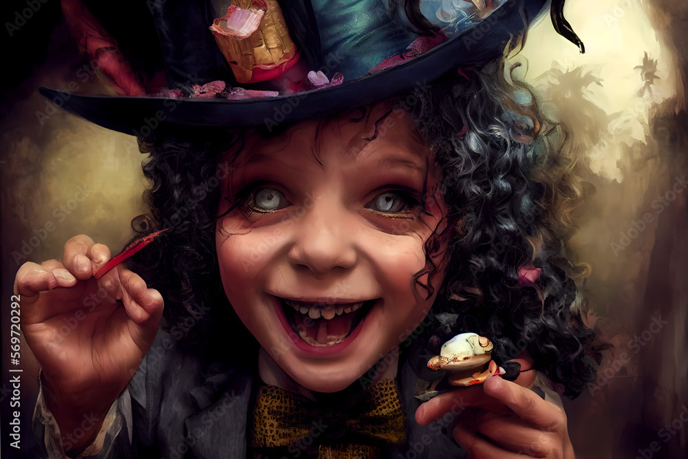The hatter from Alice in wonderland as a child, gothic and weird, very ...
