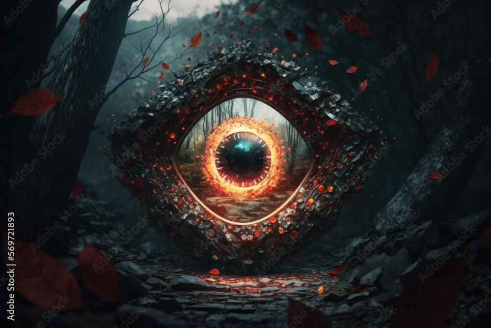 scary eye in the dark Stock Illustration | Adobe Stock