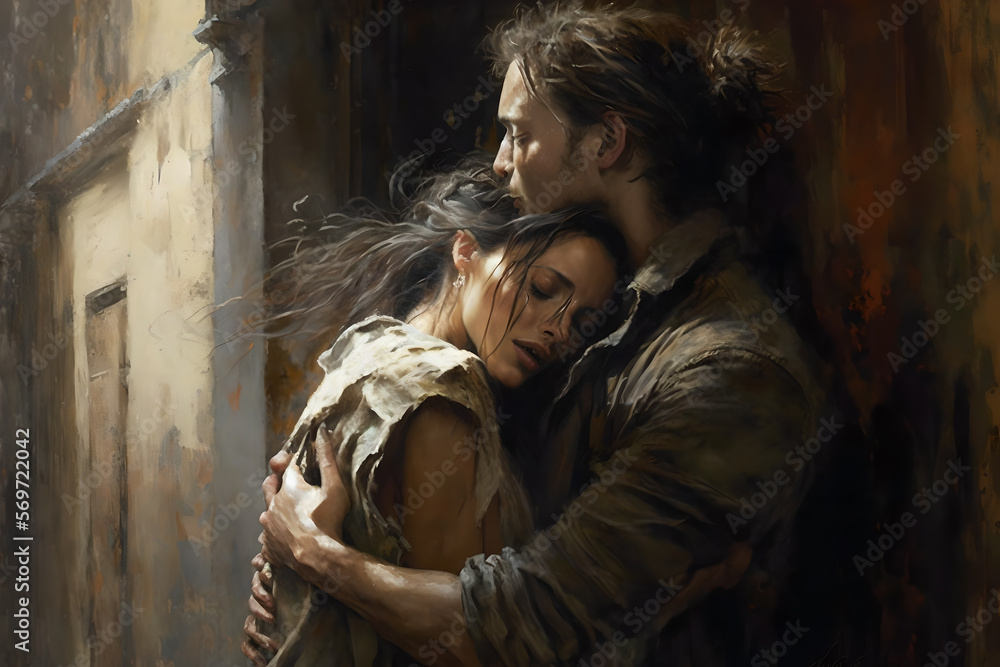 Couple Hug Painting