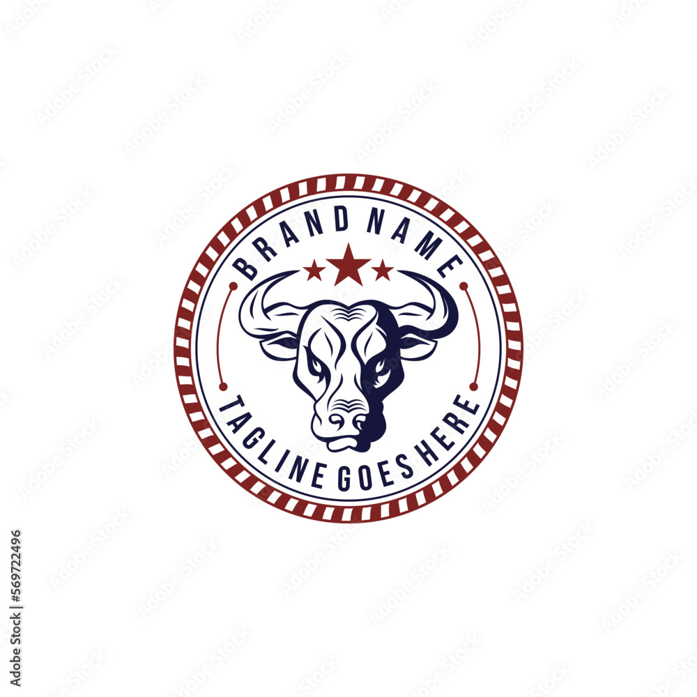 vintage bull logo design inspiration, vector eps 10 Stock Vector ...