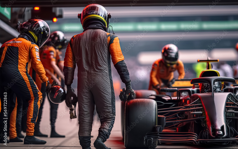 Formula 1 Race Car Preparation Team in Action. Formula 1 racing car ...