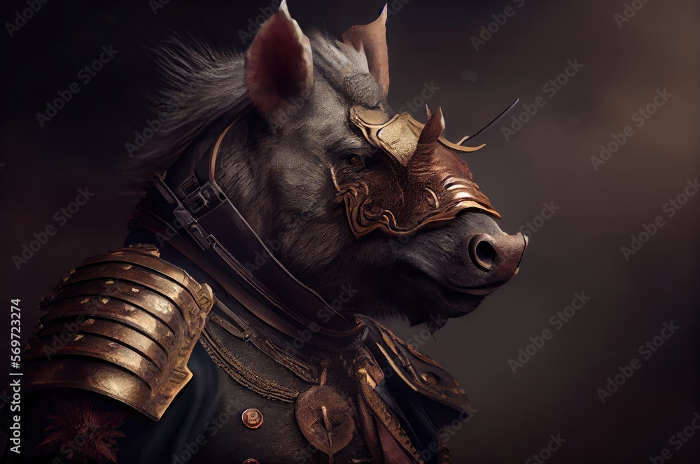 Military Boar General Profile Generative AI ilustração do Stock | Adobe ...