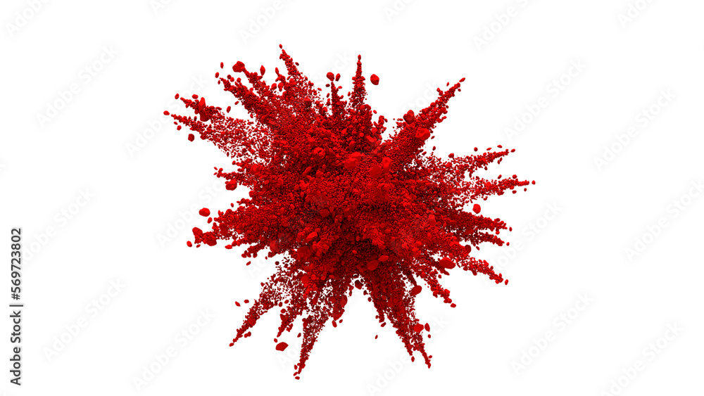 Explosion of red holi powder on a transparent background Stock ...