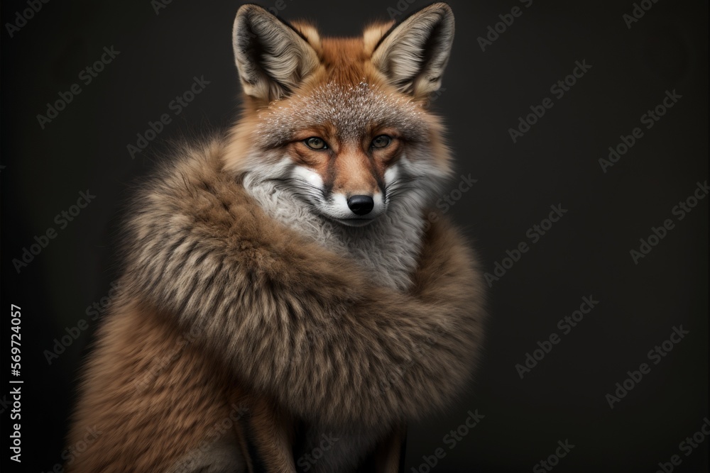 Fox wearing fur coat. Concept of eco friendly and cruelty free fashion ...