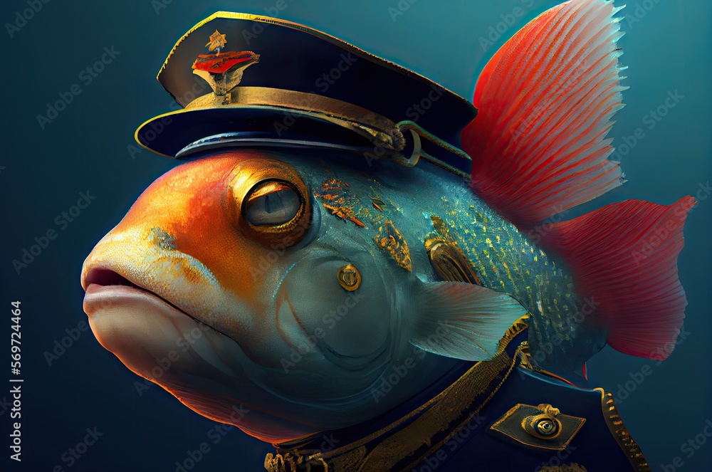 Military Fish General Picture Generative AI Stock Illustration | Adobe ...