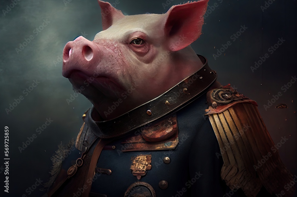 Military Pig Army General Portrait Generative AI Stock Illustration | Adobe Stock