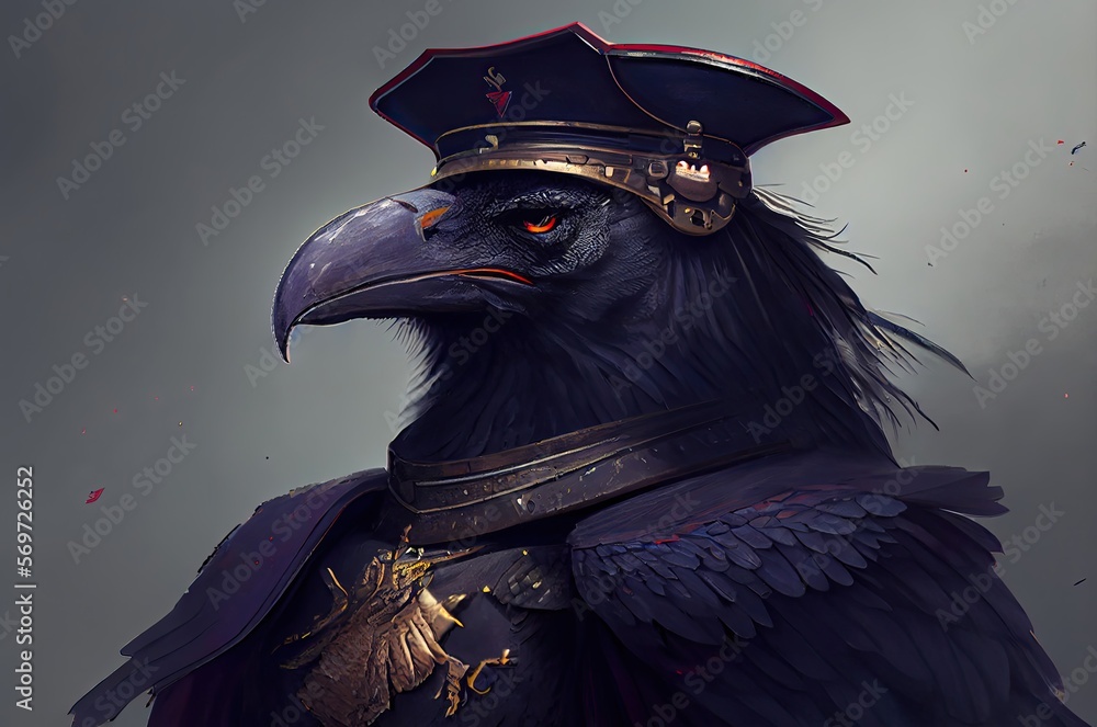 Military Raven Army General Profile Generative AI Stock Illustration ...