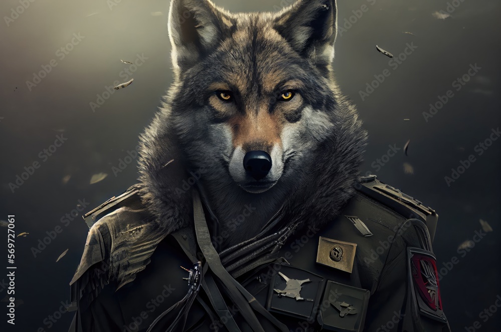Military Wolf General Picture Generative AI Stock Illustration | Adobe ...