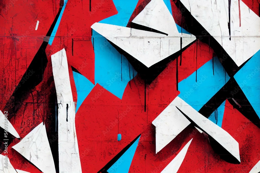 Fresco street art banner of red graffiti and urban grunge style. Usable ...