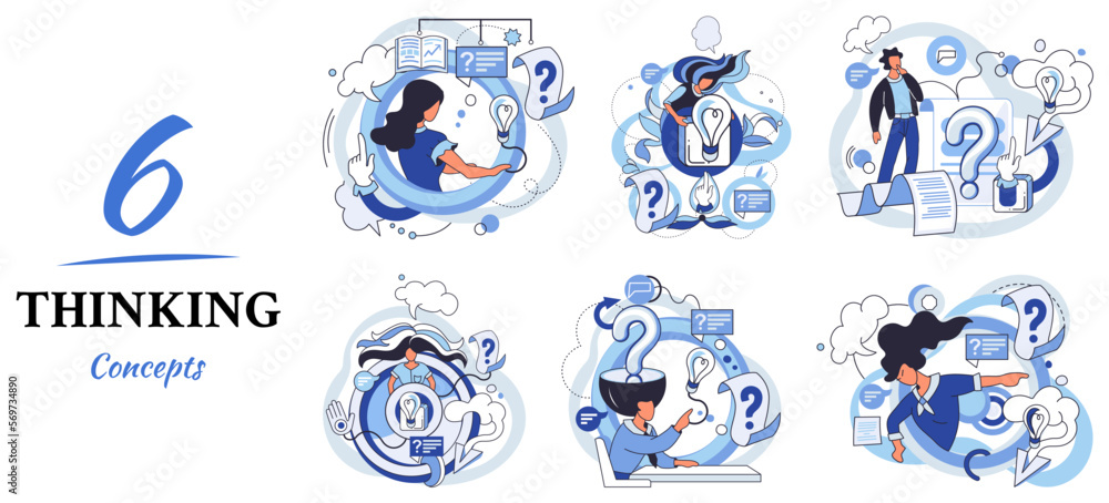 Problem solving metaphor, wondering or thinking, planning or pondering ...