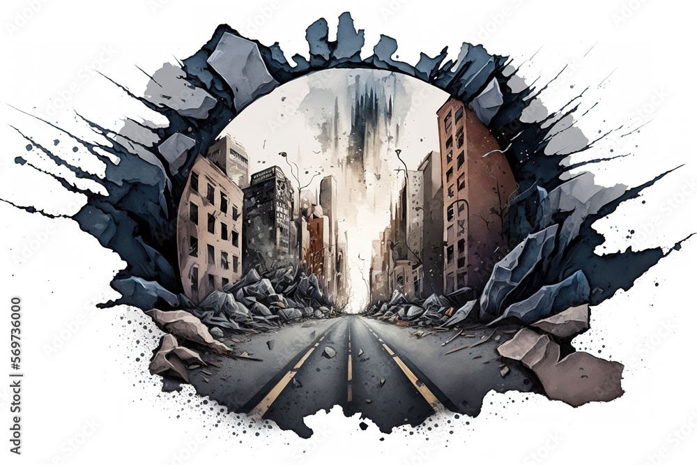 Destroyed City Drawing