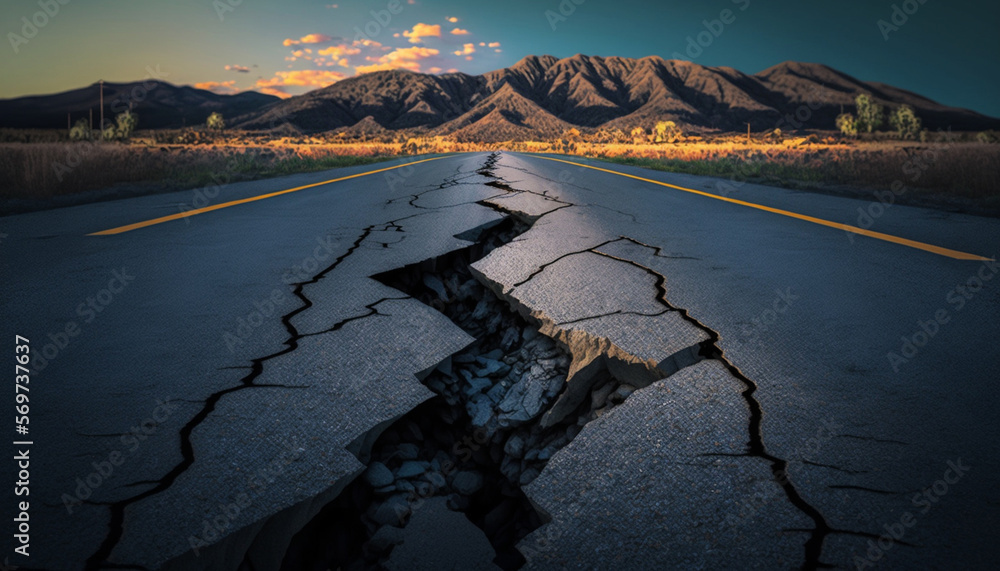 The Fragmented Asphalt: A Close-Up Eye View of a Cracked and Damaged ...