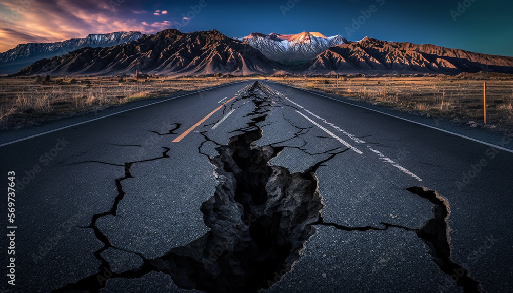 The Fragmented Asphalt: A Close-Up Eye View of a Cracked and Damaged ...