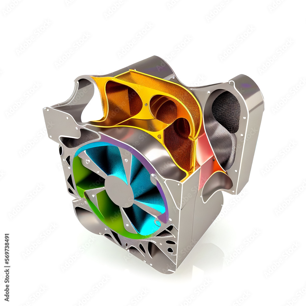 Illustration of AI generated machined metal part on white background ...