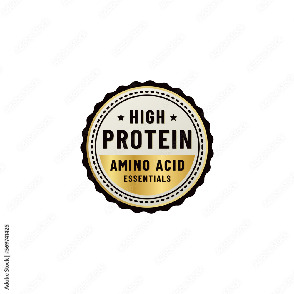 Elegant High protein Seal or High protein Label isolated on White ...