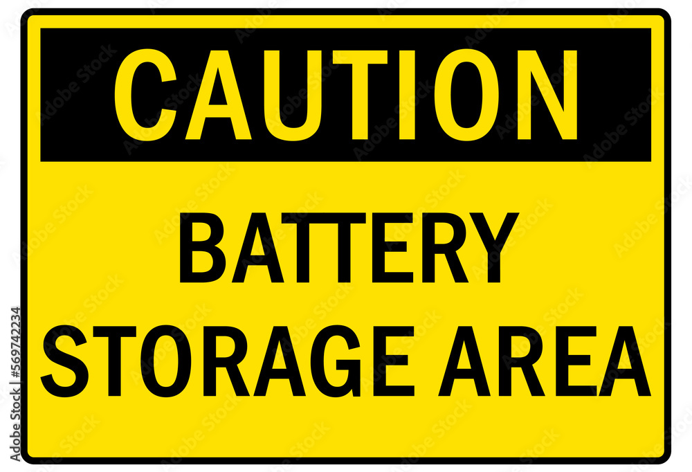 Battery storage area sign and labels Stock Vector | Adobe Stock