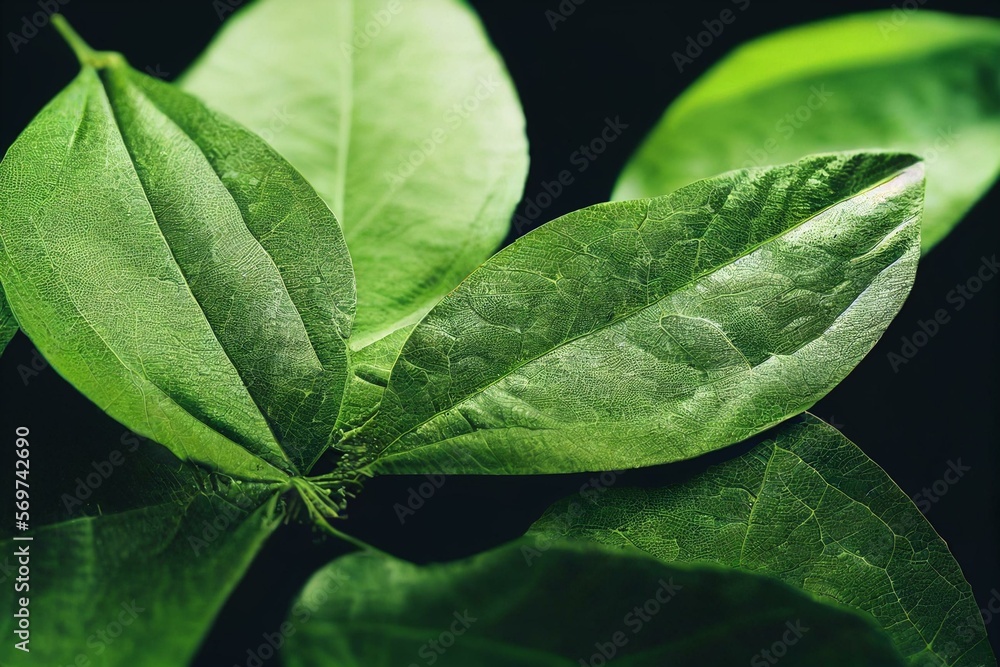 ภาพประกอบสต็อก Nature green leaf background, kratom tree grows on dark ...