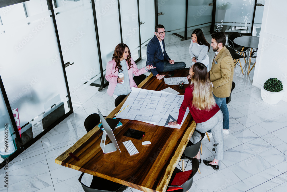 Group of young hispanic people of architects or Designer teamwork ...