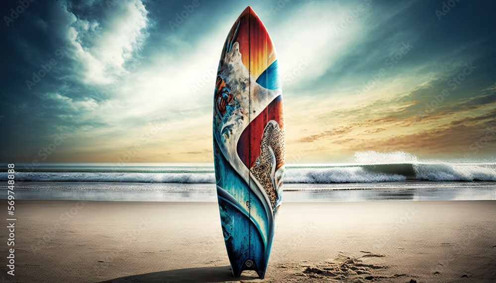 Beautiful surfboard on the beach background. Sport and nature concept ...