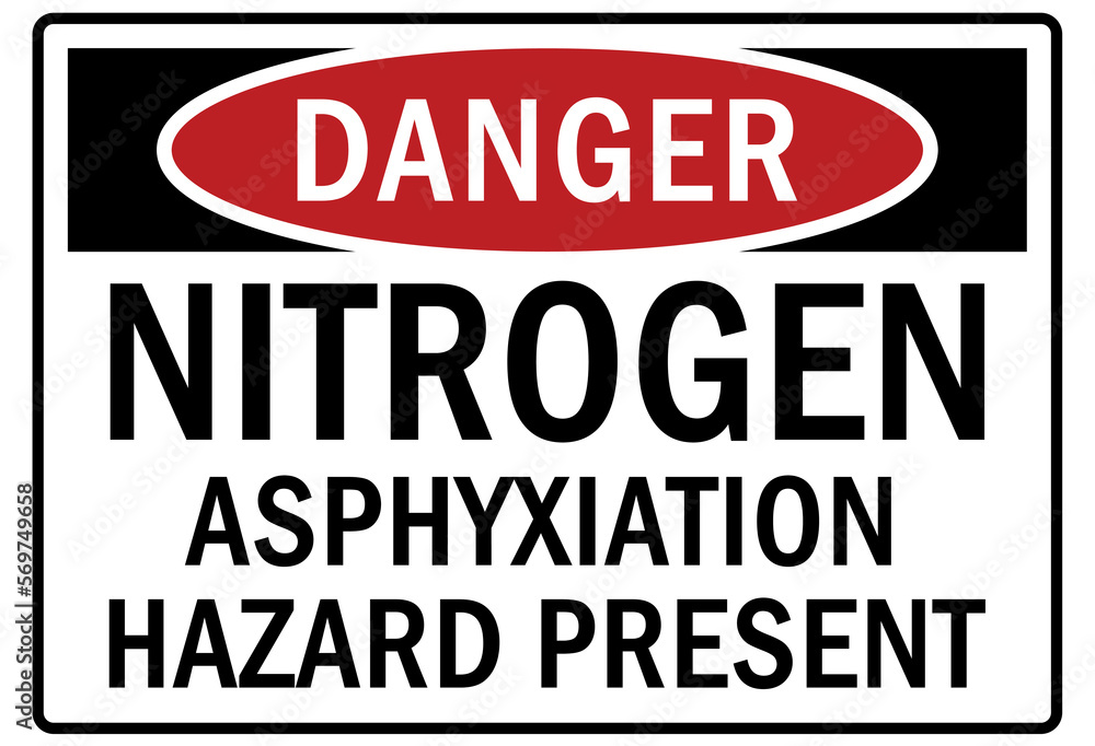 Nitrogen sign and labels asphyxiation hazard present Stock Vector ...