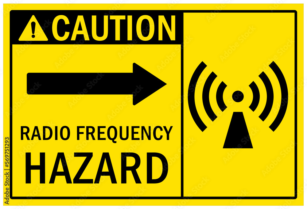 Radio frequency hazard warning sign and labels Stock Vector | Adobe Stock
