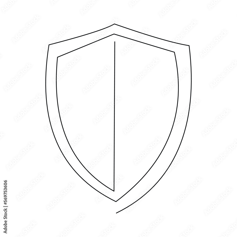 Continuous single one line drawing art of Shield protection. Vector ...