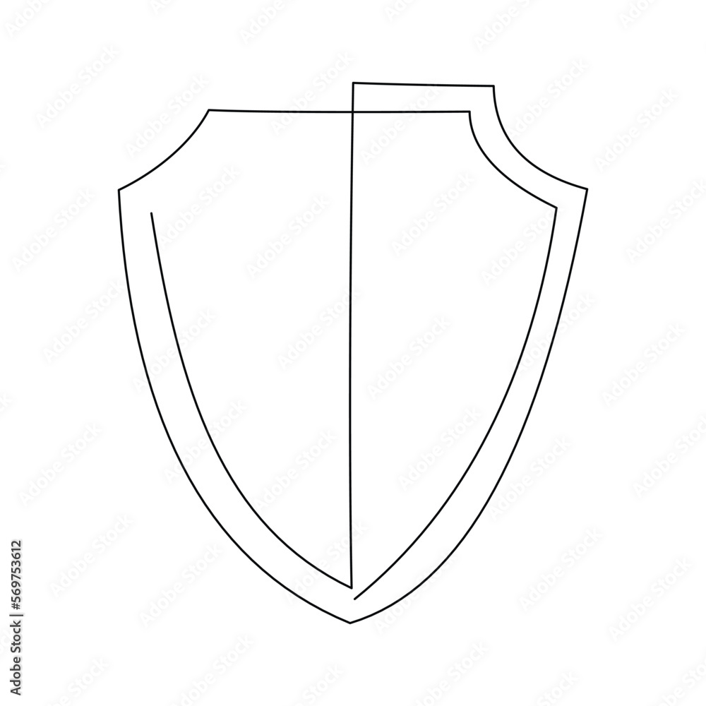 Continuous single one line drawing art of Shield protection. Vector ...